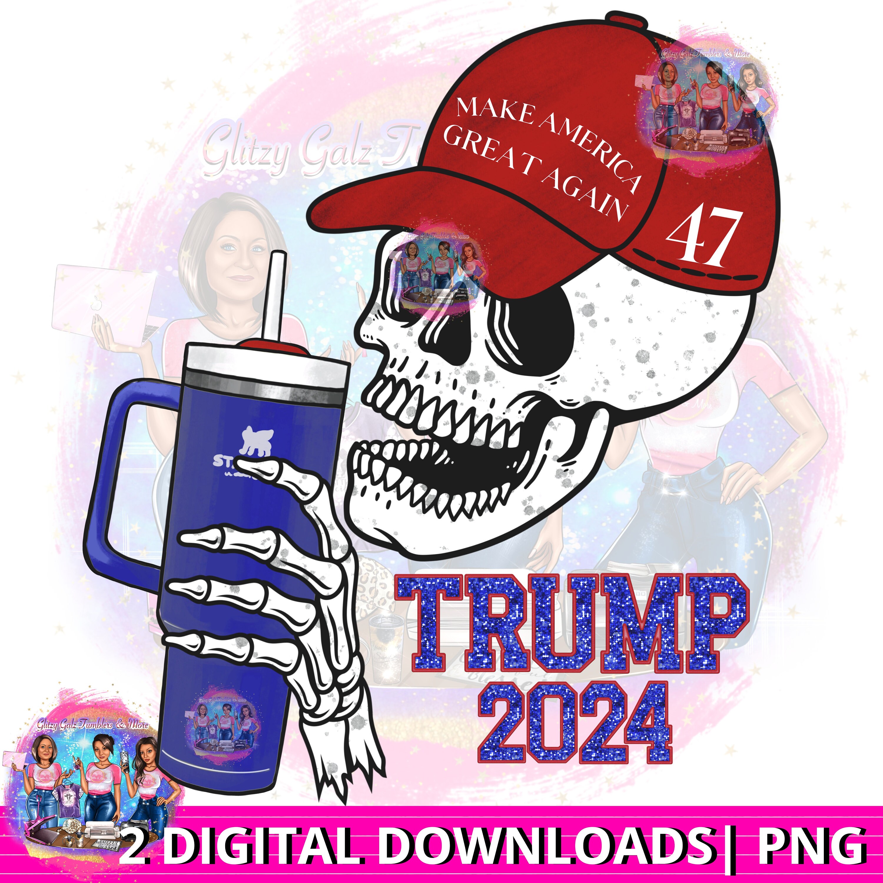 Trump Skull Design PNG, Til Death Digital Download, Skeleton Skull ...