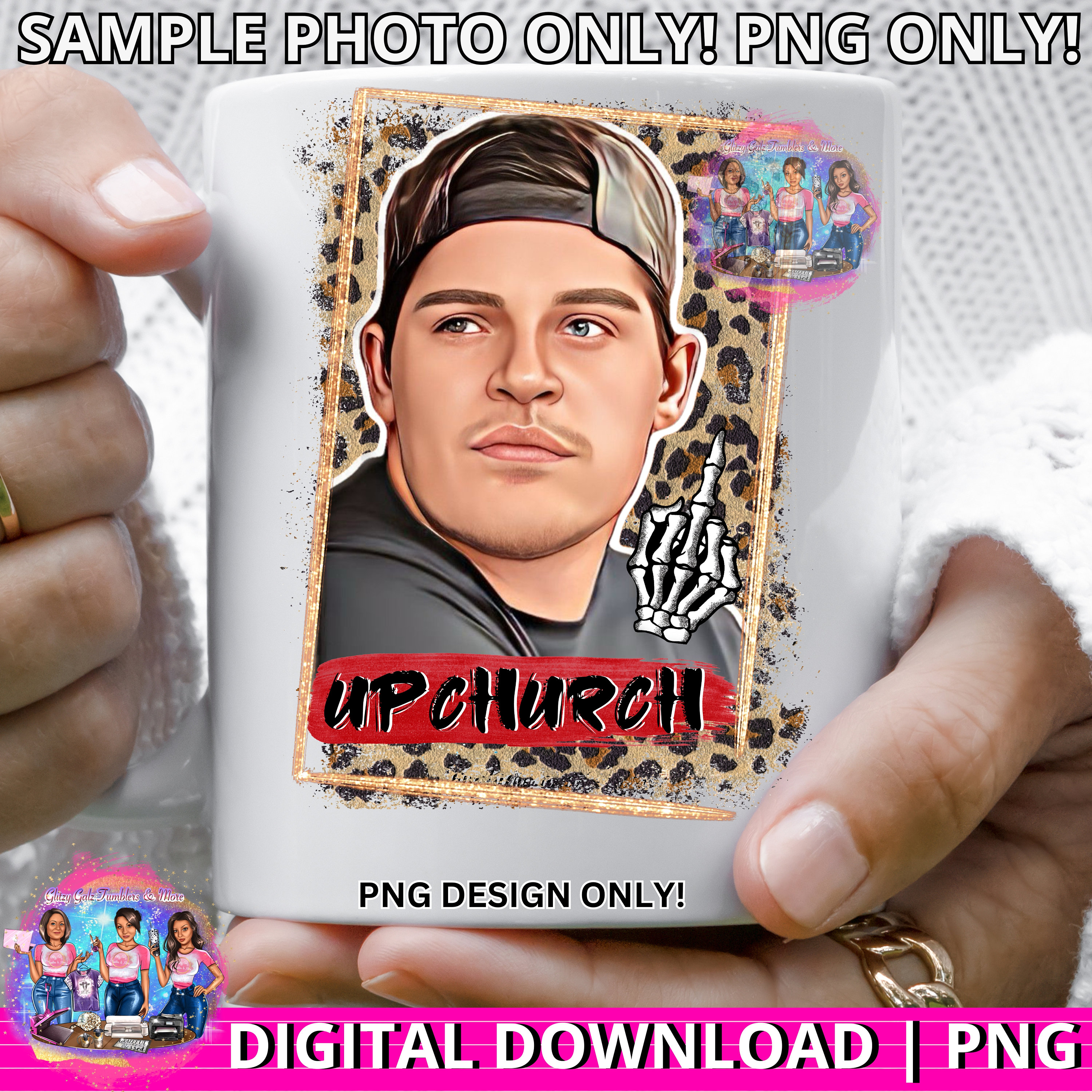 Upchurch Digital Image, 2 PNG Designs, Skeleton Middle Finger Leopard ...