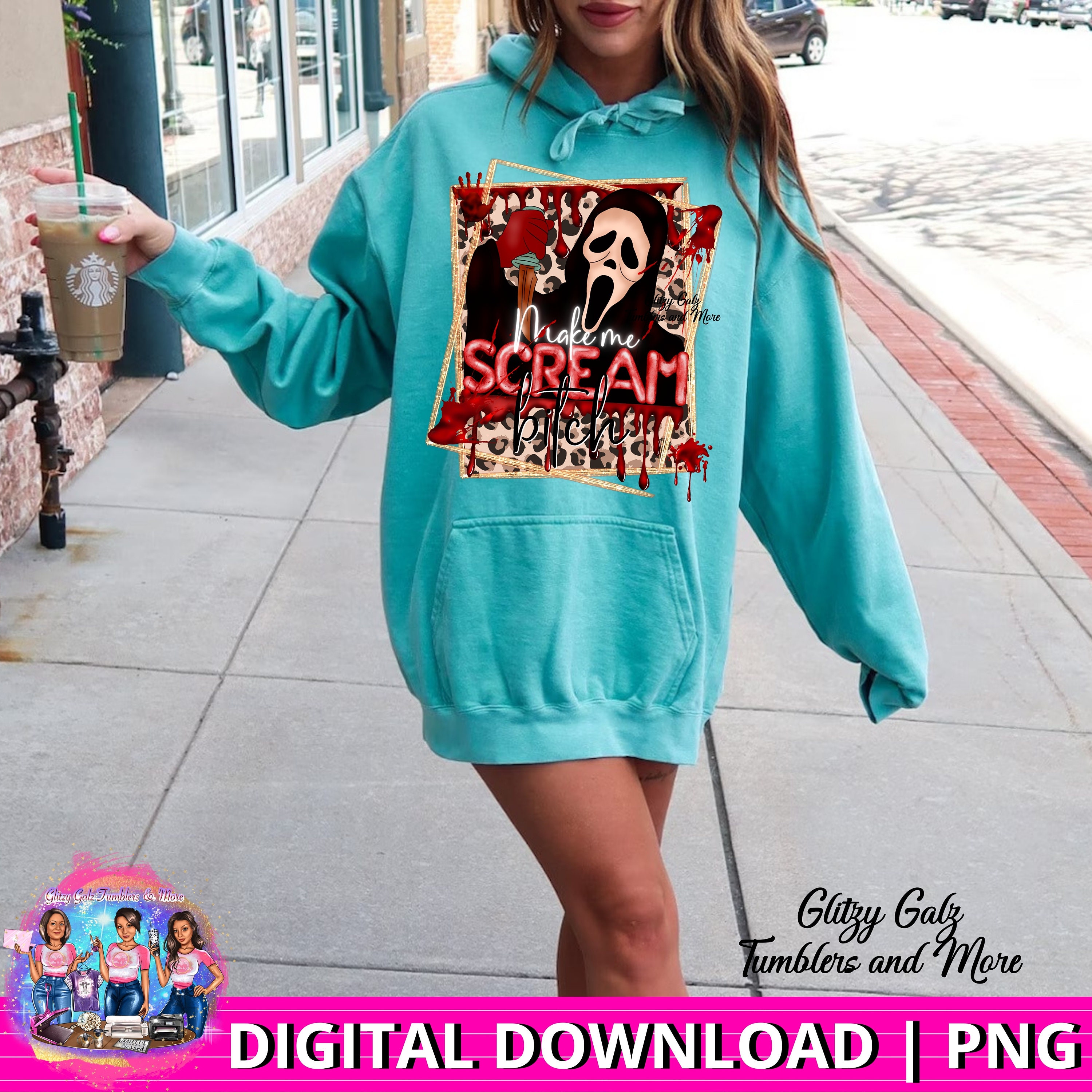 Horror Ghost PNG Leopard Print Instant Download Make Me Scream Bitch ...