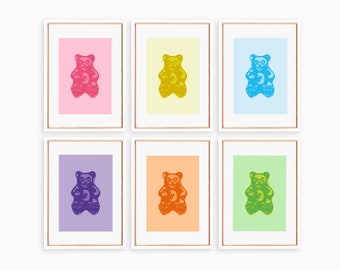 Rainbow Gummy Bear Wall Art - Etsy