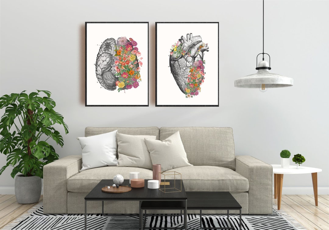 Human Anatomy Art Prints, Set of 2, Vintage Medical Wall Art, Doctor ...