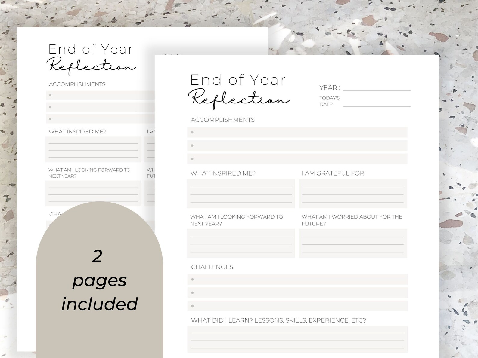 End of Year Reflection Worksheet, Yearly Reflection, Annual Review ...