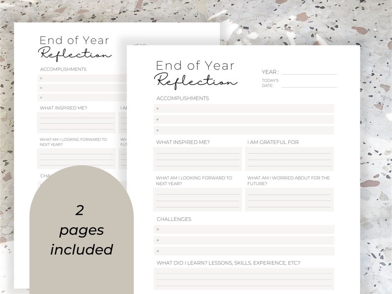 End of Year Reflection Worksheet, Yearly Reflection, Annual Review ...