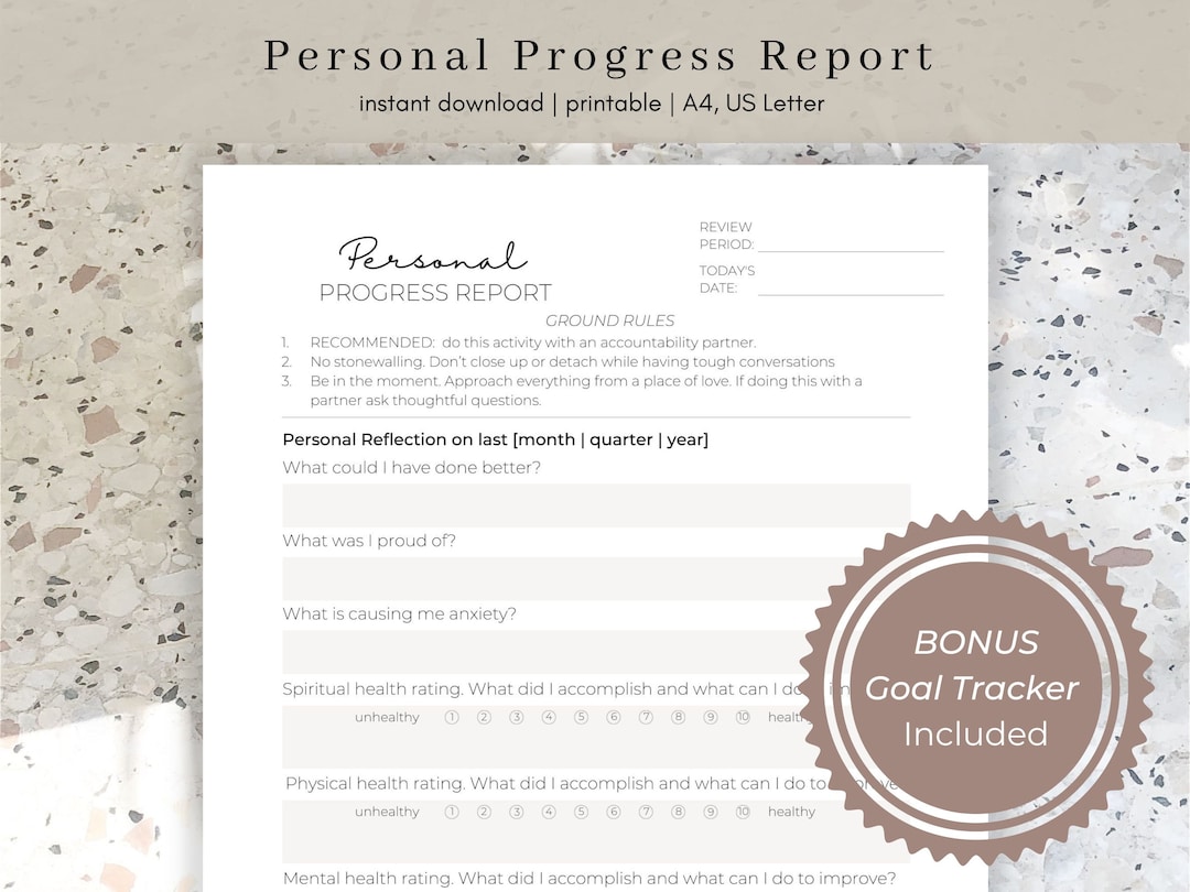 Self Reflection, Personal Progress Report | Goal, Health Check-in ...