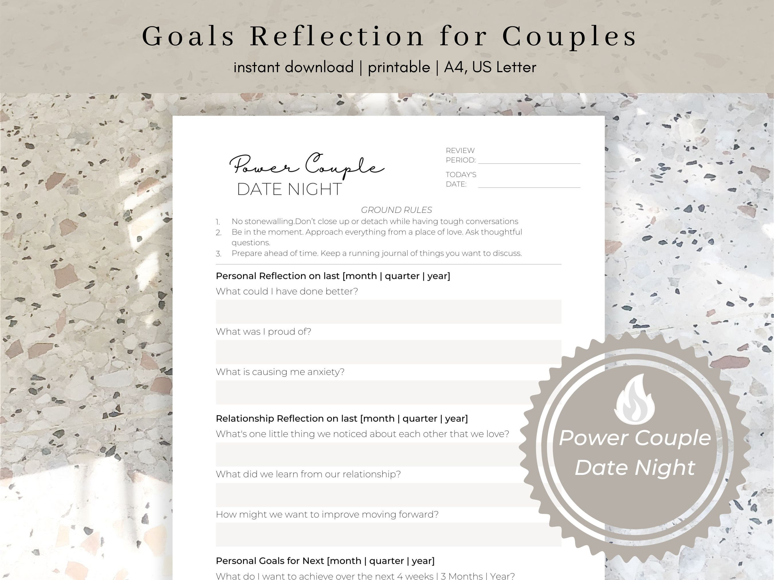 Goals Reflection for Couples | Power Couple Goal Accountability ...
