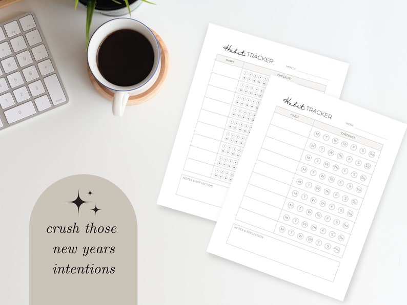 Habit Tracker Template | Monthly, Weekly, Monday & Sunday Start Habit ...