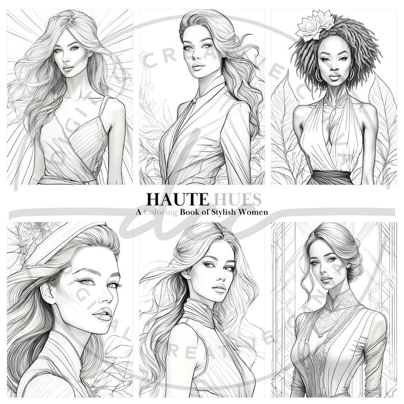 Fashion Model Coloring Book Downloadable and Printable PDF 85 High ...