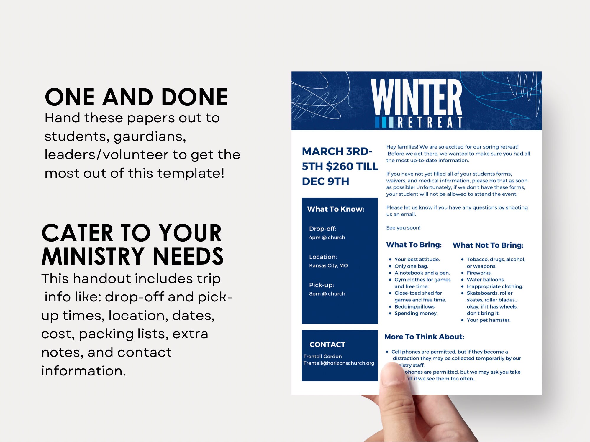 Youth Trip Information Handout | Canva | Template | Retreat | Youth ...