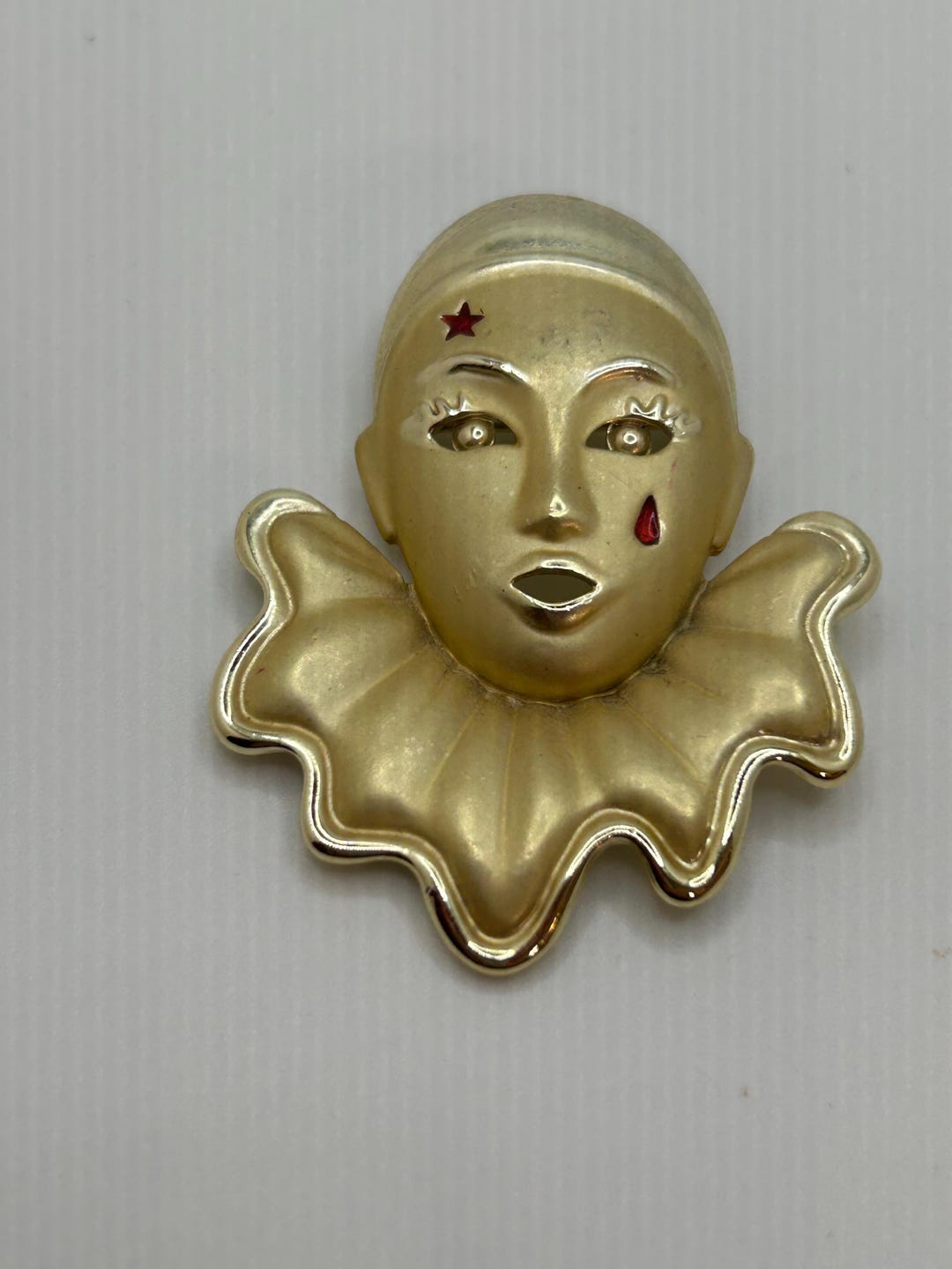 Pierrot Clown Face Gold & Silver Tone Brooch Pin - Etsy