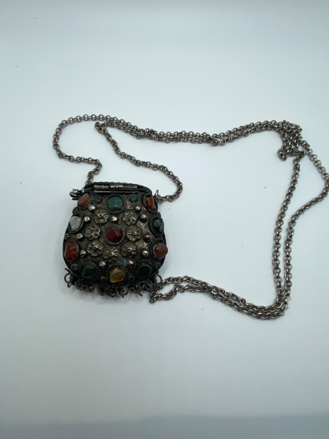 Unique Vintage Metal Change Purse With Natural Stones and Intricate ...