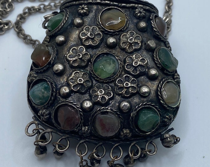 Unique Vintage Metal Change Purse With Natural Stones and Intricate ...