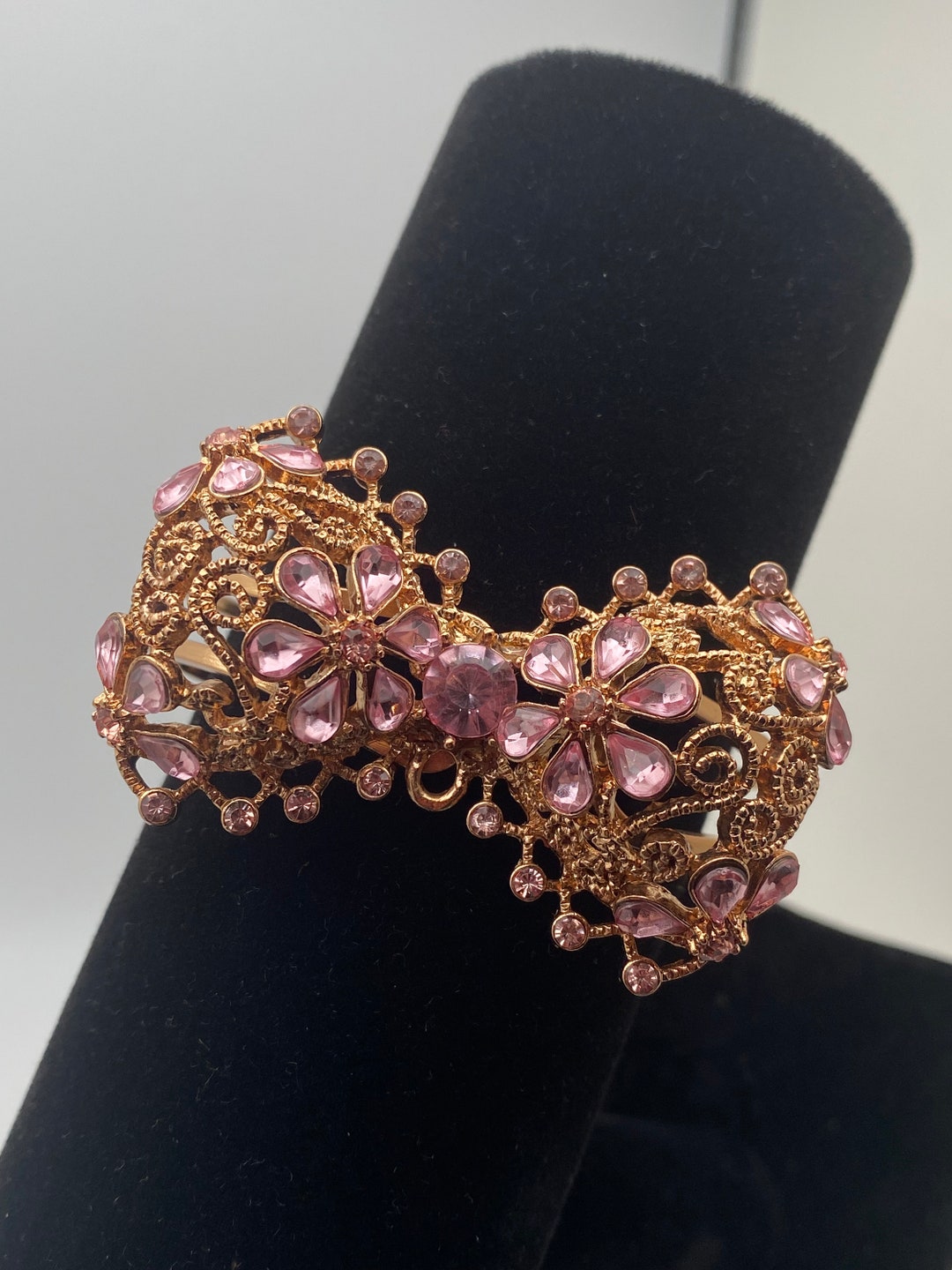 Fabulous Betsy Johnson Cuff Bracelet, Pink Bow Full of Rhinestones ...