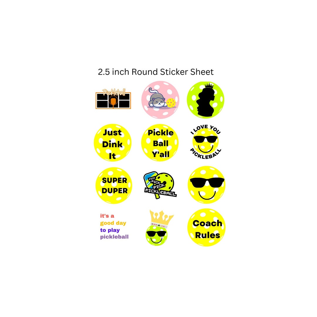Pickleball Stickers| Pickleball Laptop Stickers| Indoor Only| Round 2.5 ...