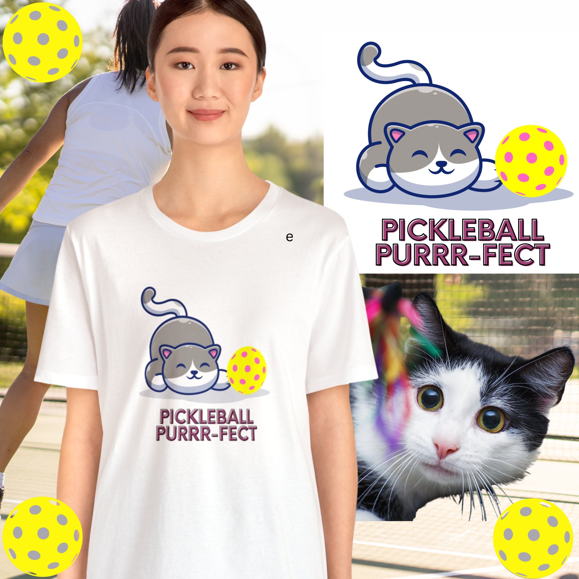 Pickleball Tshirts. PICKLEBALL PURRR-FECT, Pickleball Gifts. Funny ...