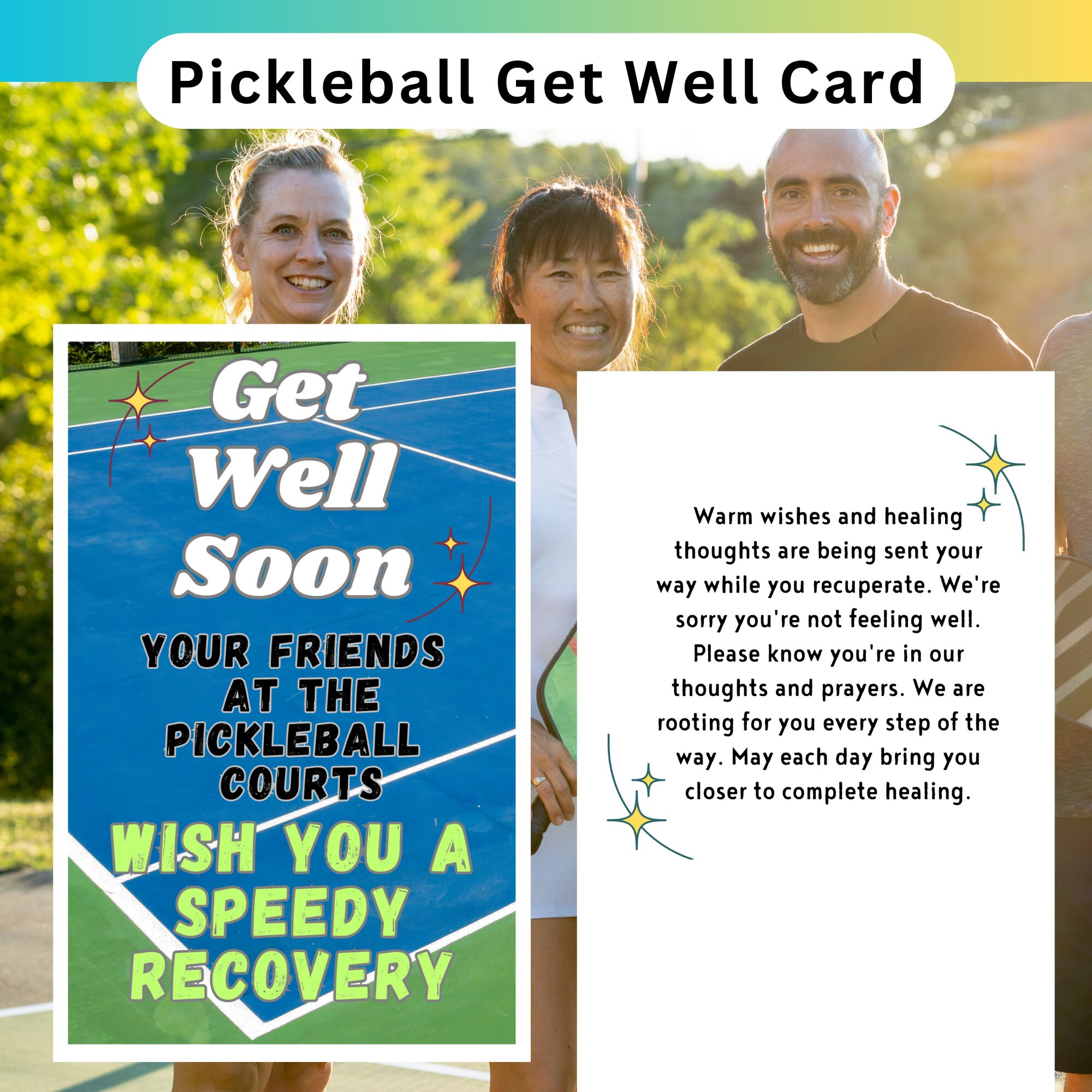 Pickleball Get Well Card Pickleball Gifts for Pickleball Gifts for Her ...
