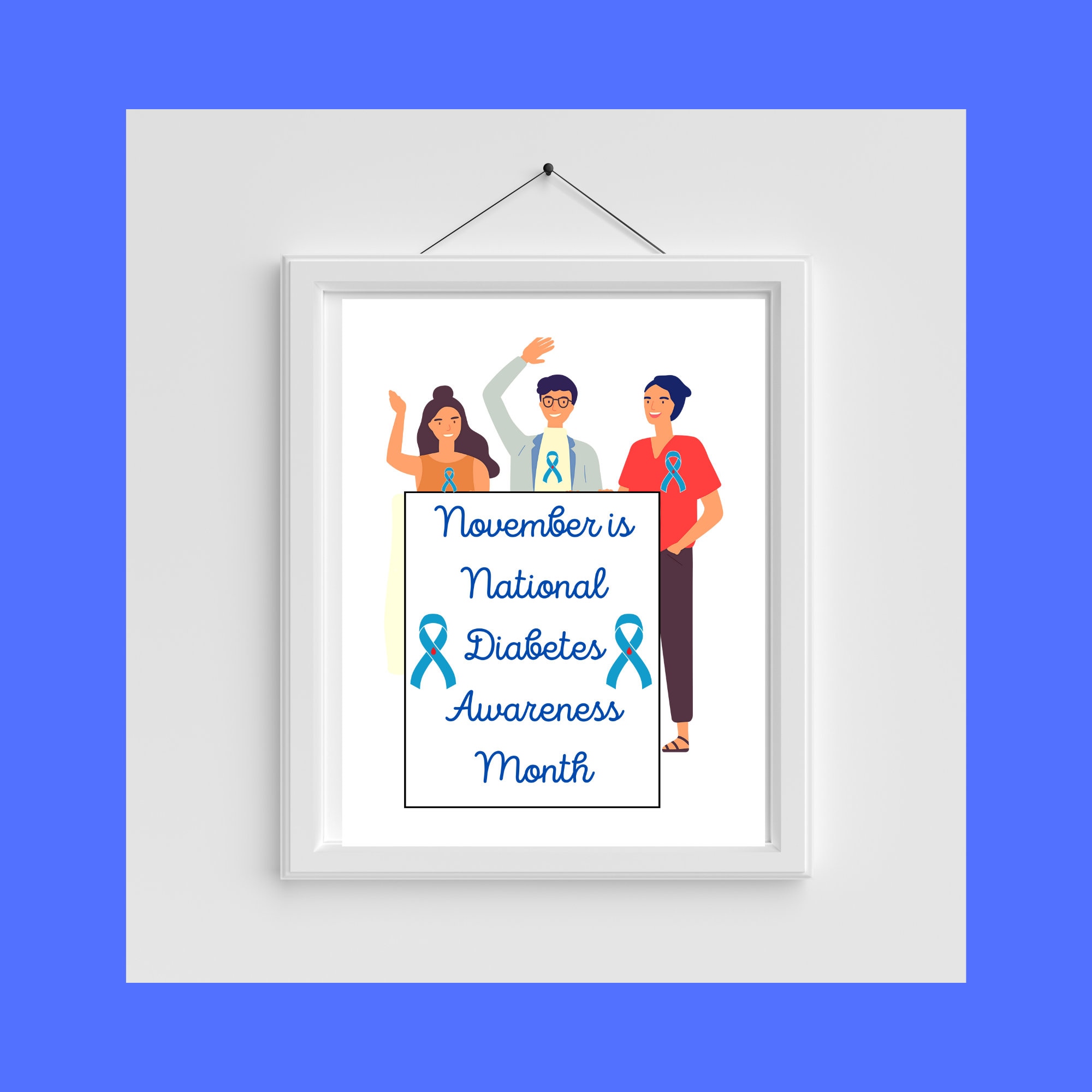 Diabetes Art Print for Awareness, November National Diabetes Month, 8.5 ...
