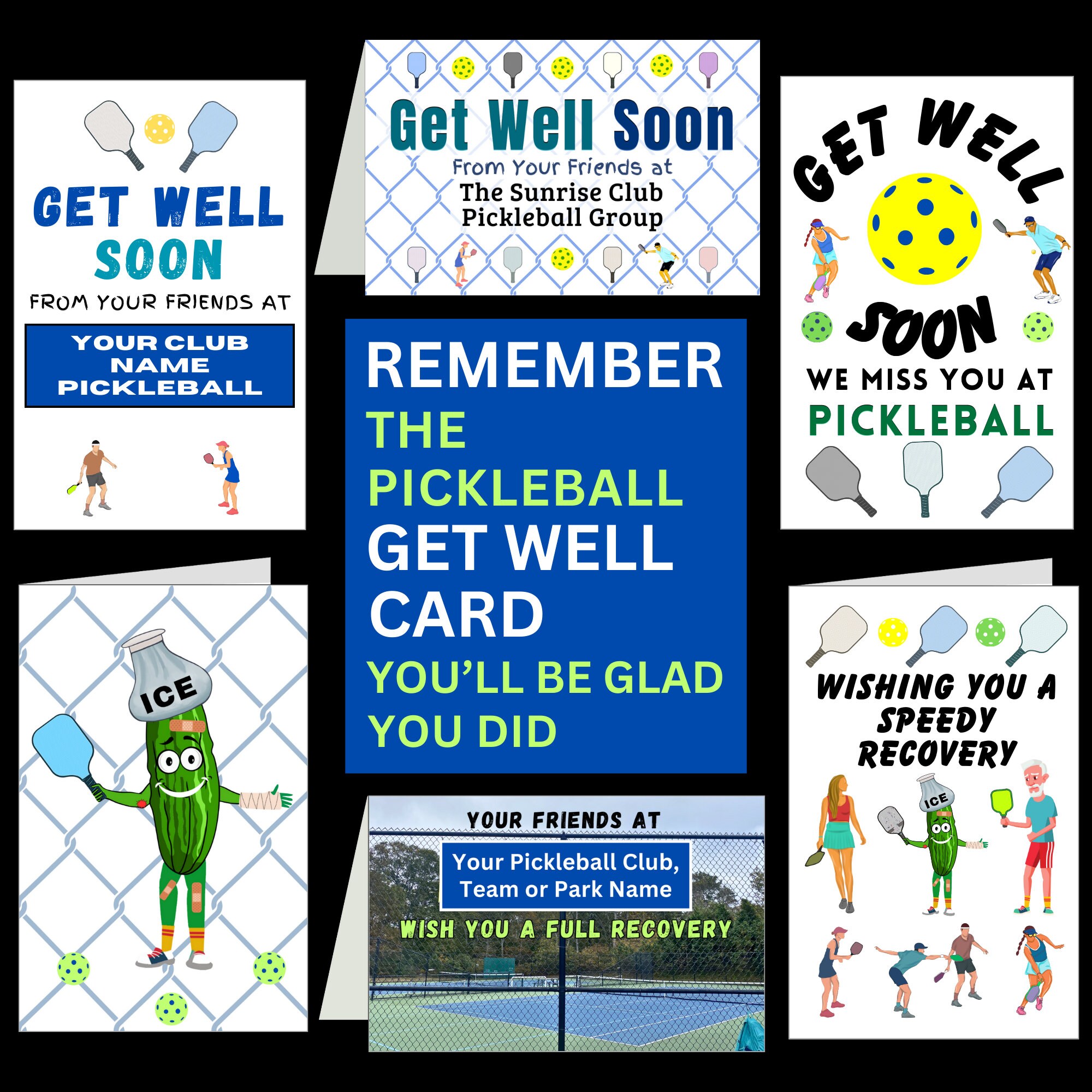 Pickleball Get Well Card Pickleball Gifts for Pickleball Get Well Soon ...