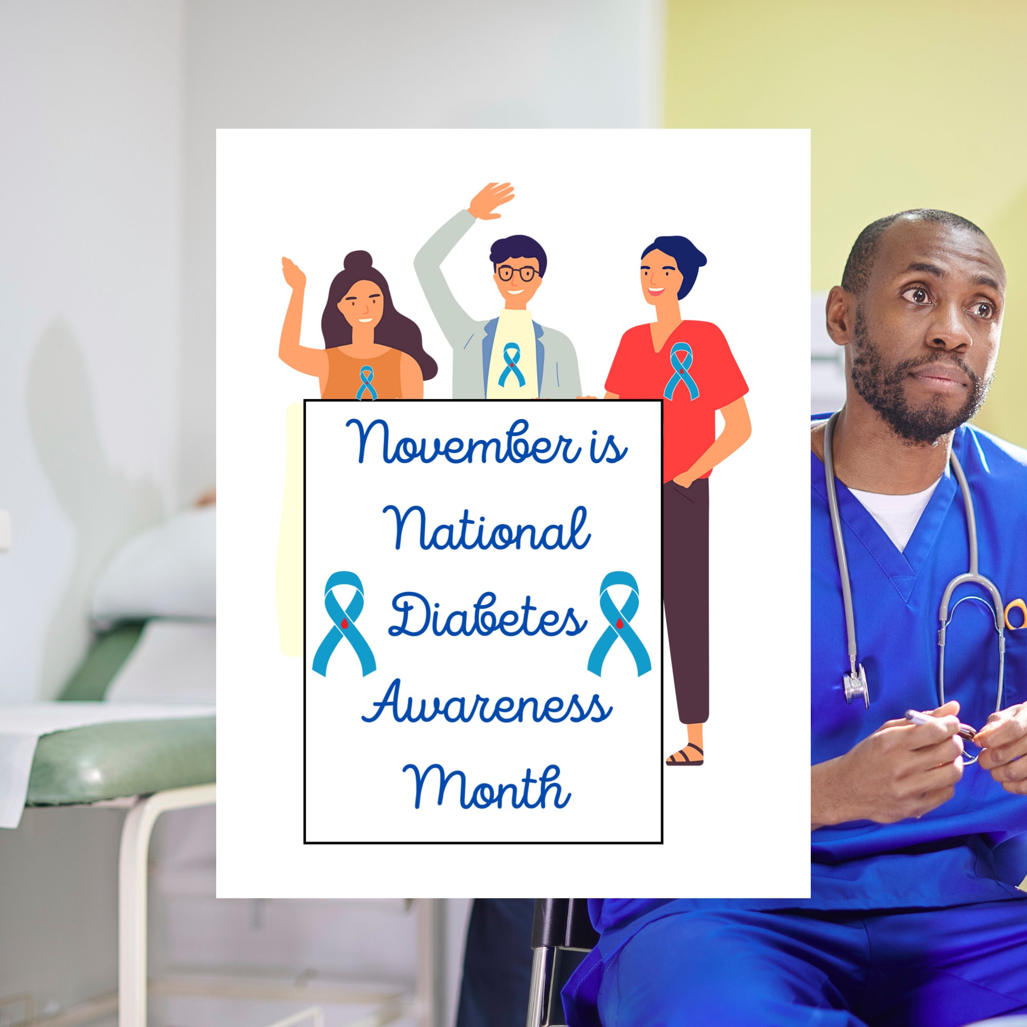 Diabetes Art Print for Awareness, November National Diabetes Month, 8.5 ...