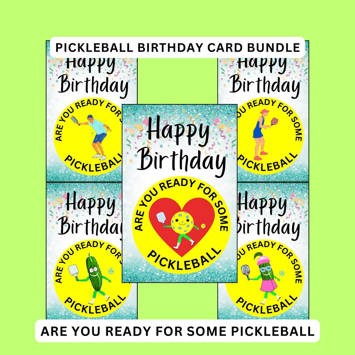 Pickleball Birthday Card Bundle Pickleball Gifts for Pickleball Gifts ...