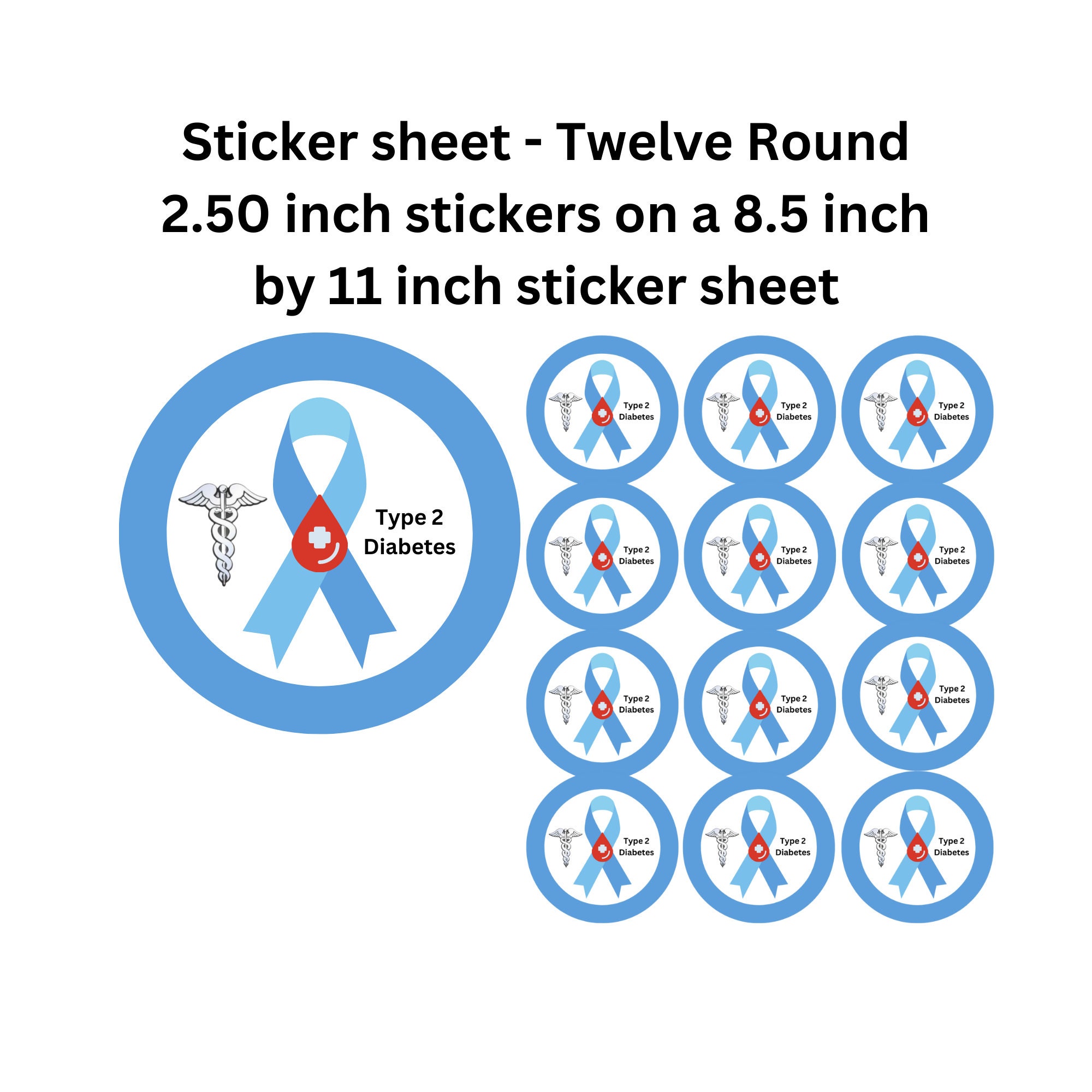 Diabetes Sticker Sheet for Type 2 Diabetics, Diabetes Type 2 Awareness ...