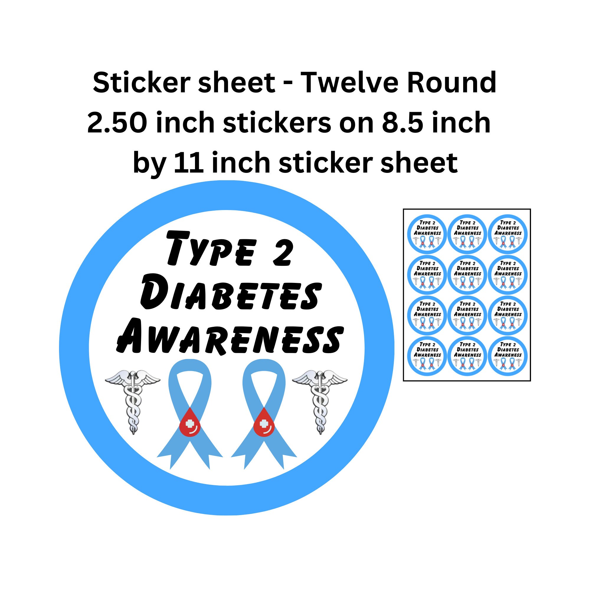 Type 2 Diabetes Sticker Sheet for Diabetes Gift for Type 2 Diabetes ...
