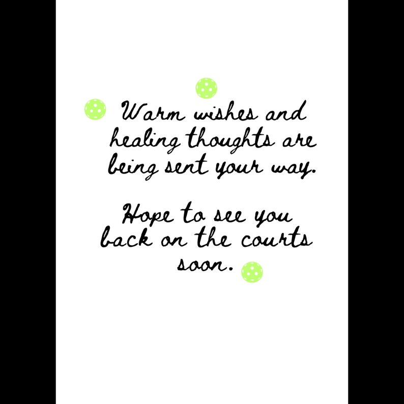 Pickleball Get Well Card Pickleball Gifts for Pickleball Get Well Soon ...