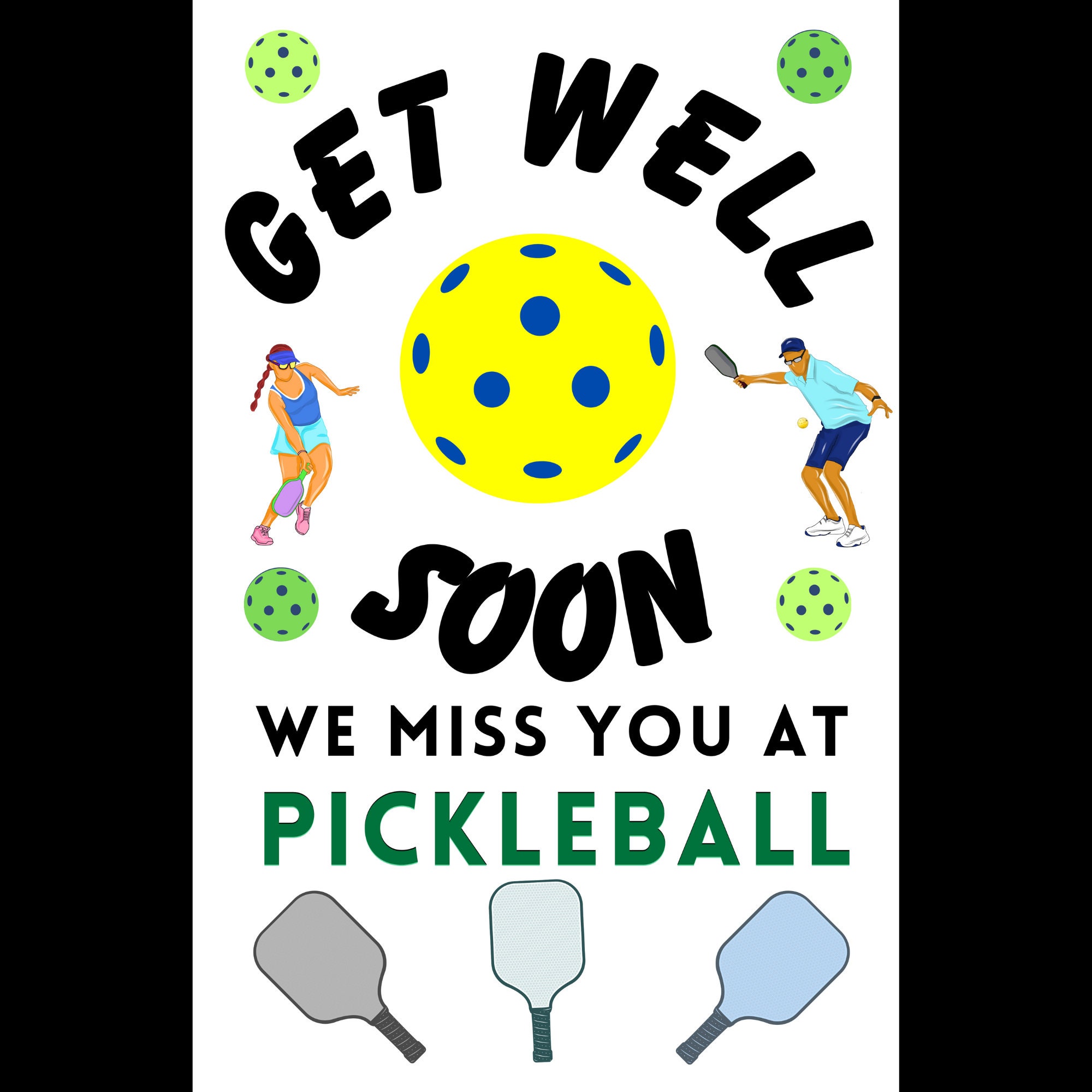Pickleball Get Well Card Pickleball Gifts for Pickleball Get Well Soon ...