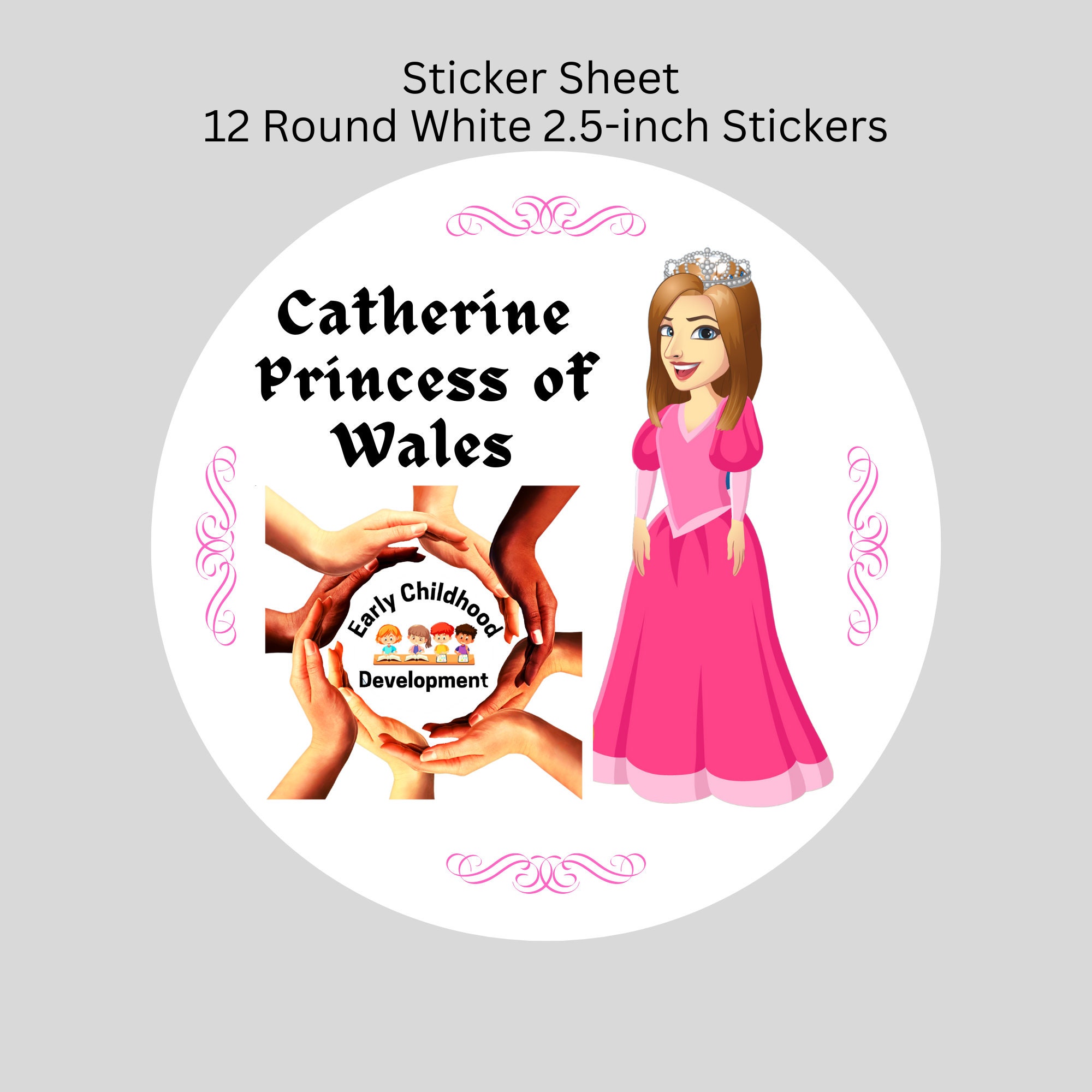Princess Kate Stickers | Early Childhood | Sticker Sheet 12 Round White ...