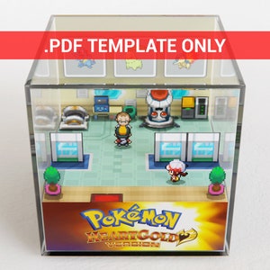 Diorama Cube PDF Template Pokémon Heartgold professor Elm's Lab NDS - Etsy