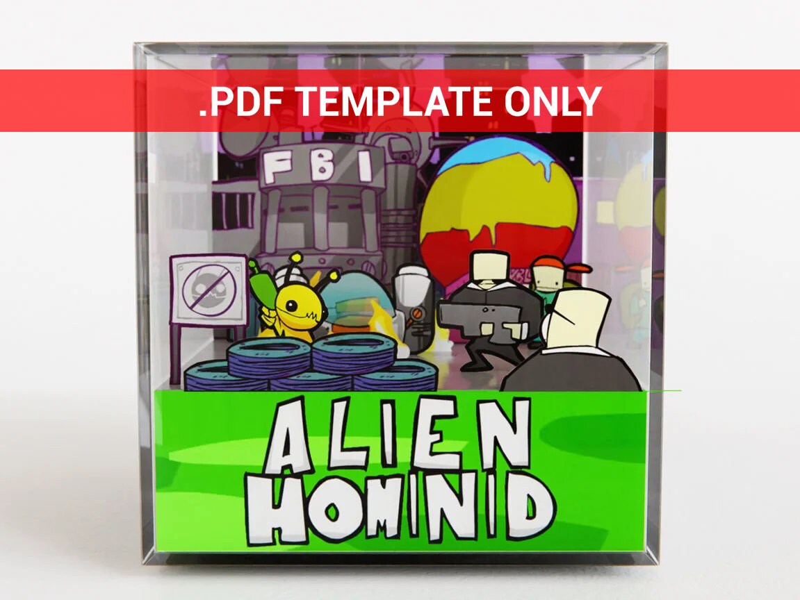 Diorama Cube PDF Template Alien Hominid stage 1-1 - Etsy