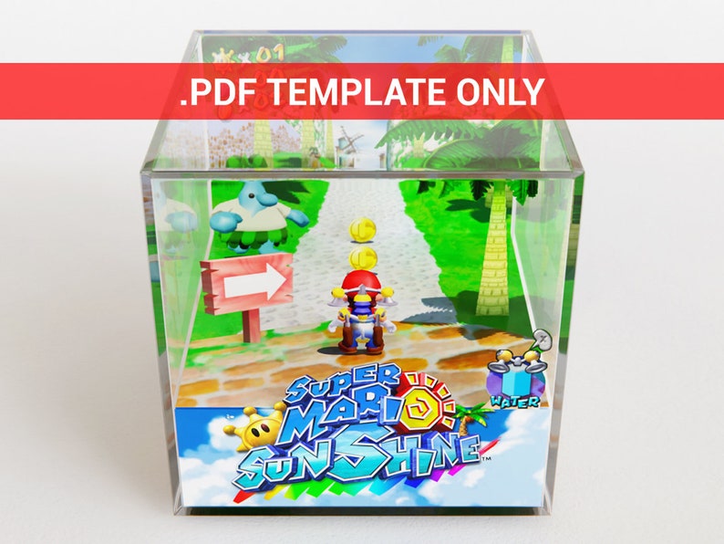 Diorama Cube PDF Template Super Mario Sunshine bianco Hills Gamecube - Etsy