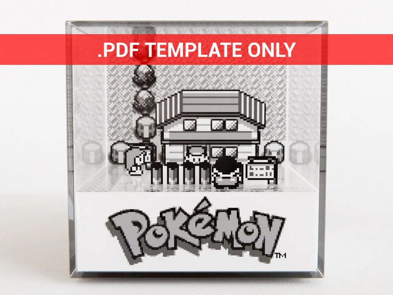 Diorama Cube PDF Template Pokemon Red pallet Town - Etsy