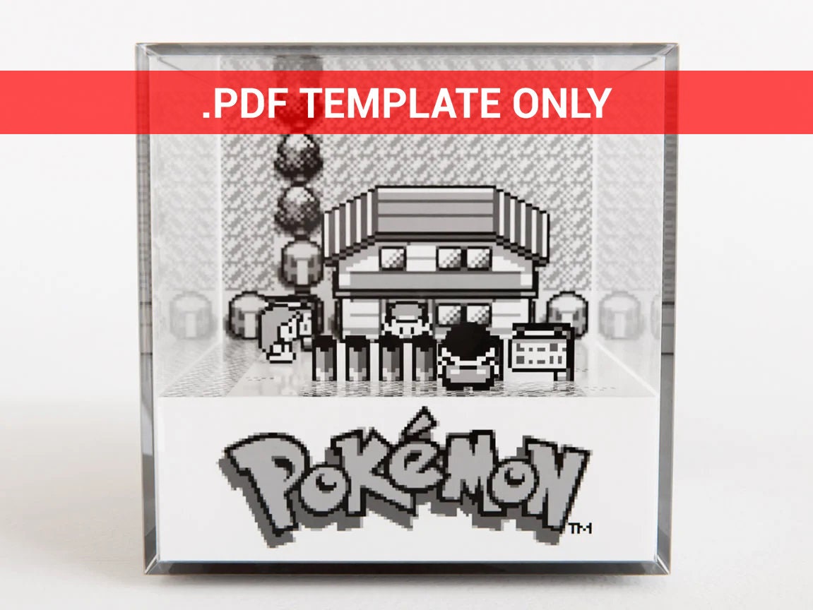 Diorama Cube PDF Template Pokemon Red pallet Town - Etsy