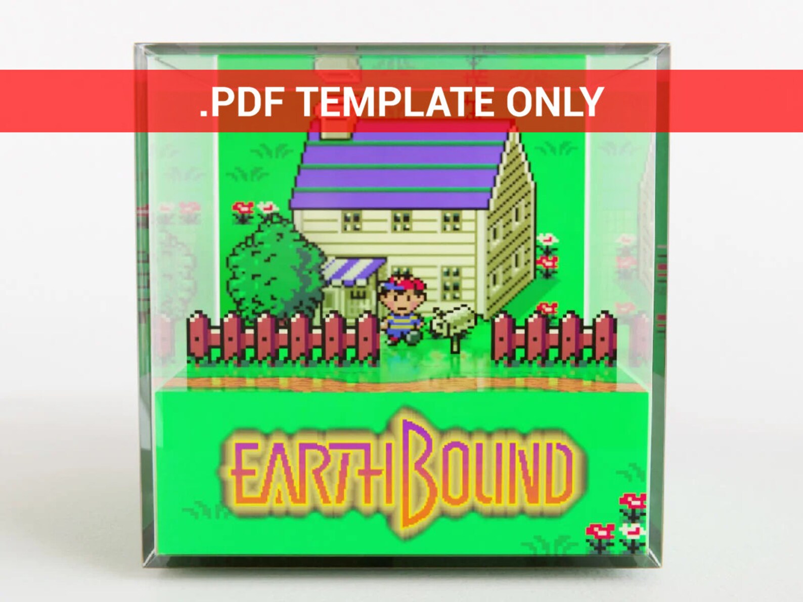 Diorama Cube PDF Template Earthbound ness's House SNES - Etsy