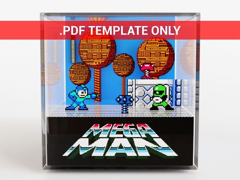 Diorama Cube PDF Template Mega Man bomb Man Stage NES - Etsy