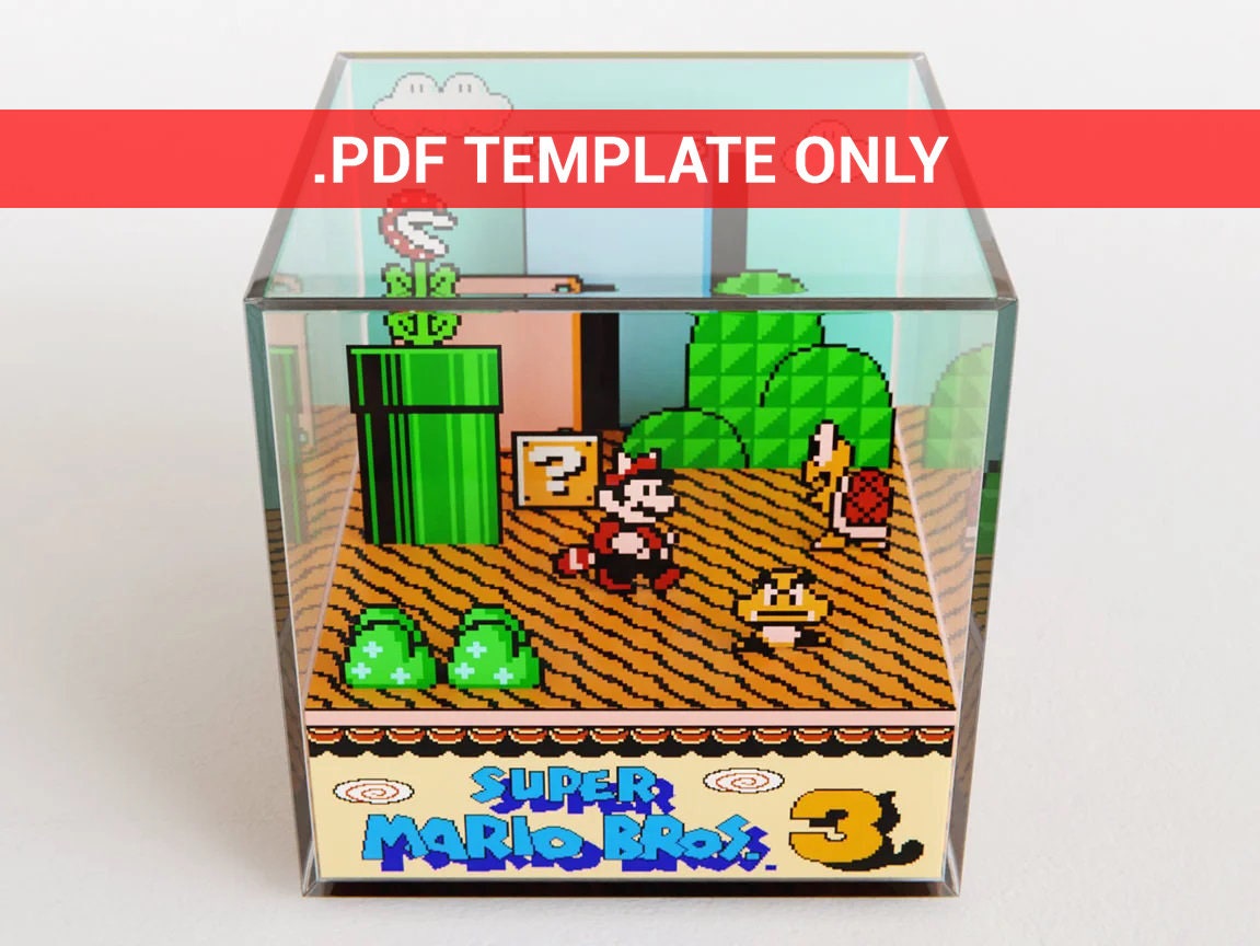 Diorama Cube PDF Template Super Mario Bros 3 world 1 NES - Etsy