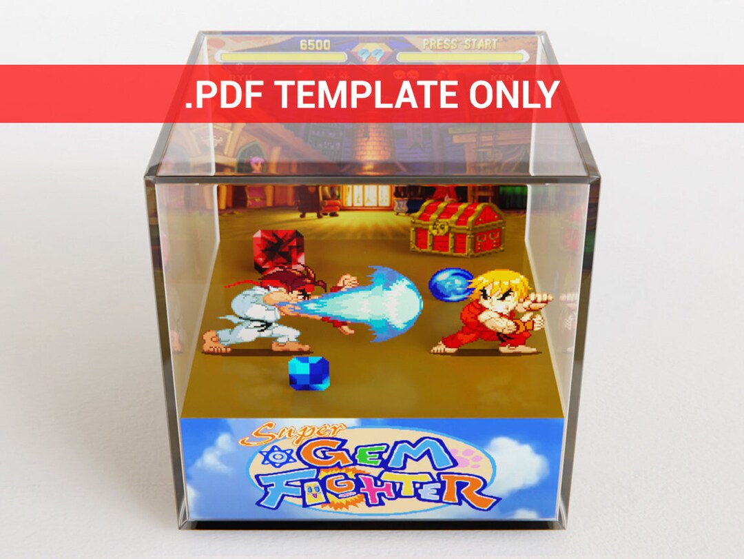 Diorama Cube PDF Template Super Gem Fighter Mini Mix ryu Verse Ken ...