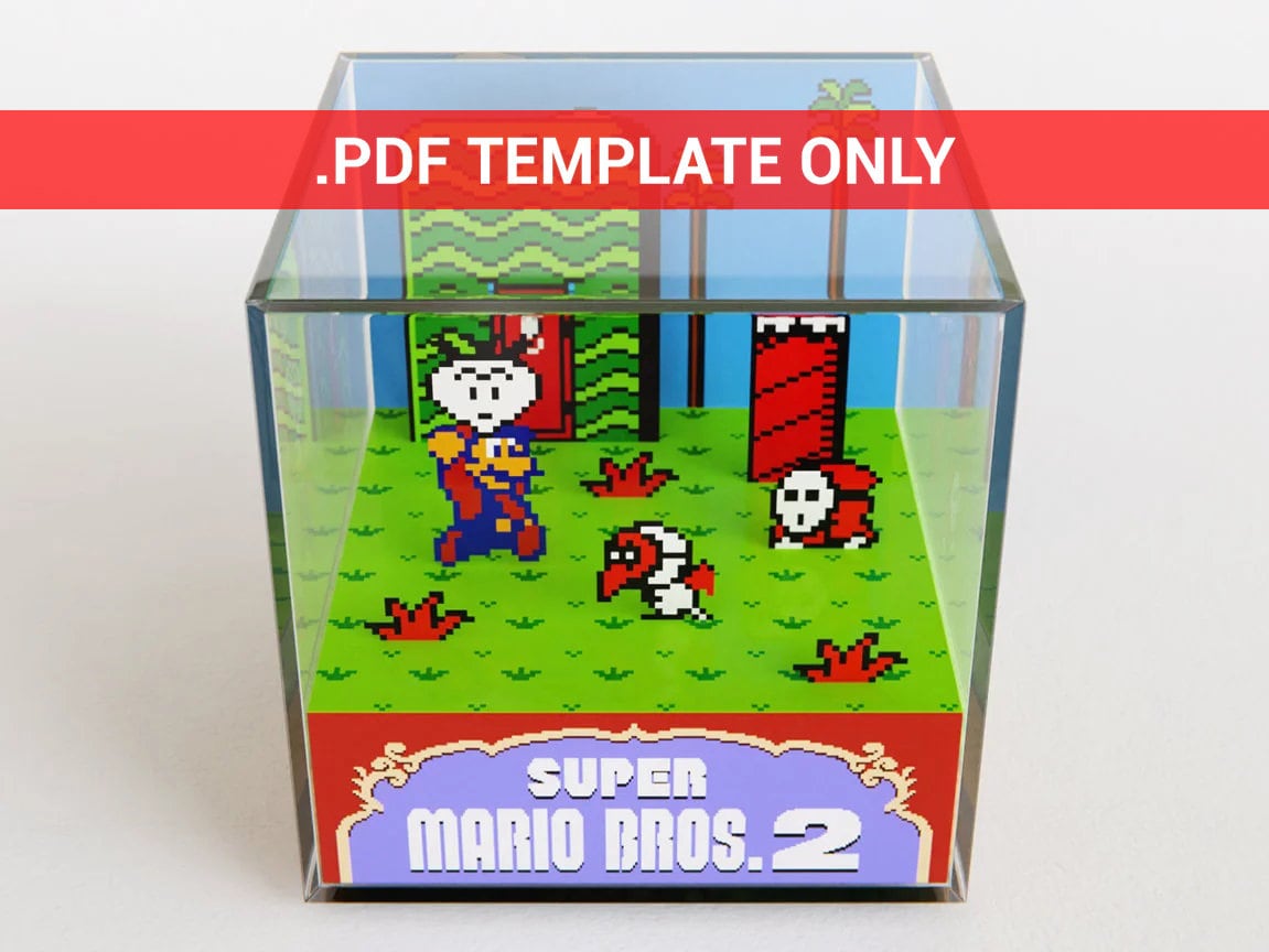Diorama Cube PDF Template Super Mario Bros 2 world 1-1 - Etsy