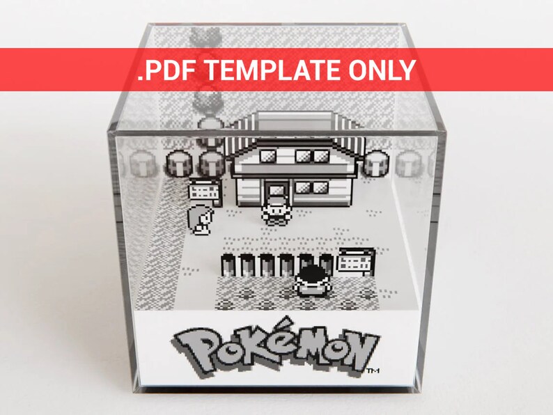 Diorama Cube PDF Template Pokemon Red pallet Town - Etsy