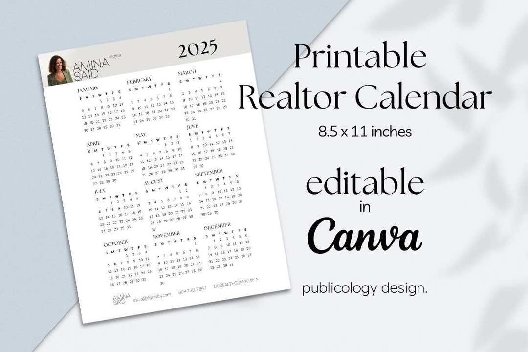 2025 Printable Realtor Calendar 8.5 X 11 New Year Client Gift From ...