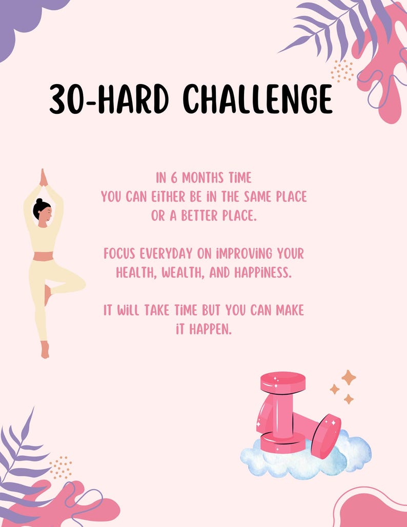 30-hard Challenge Template - Etsy