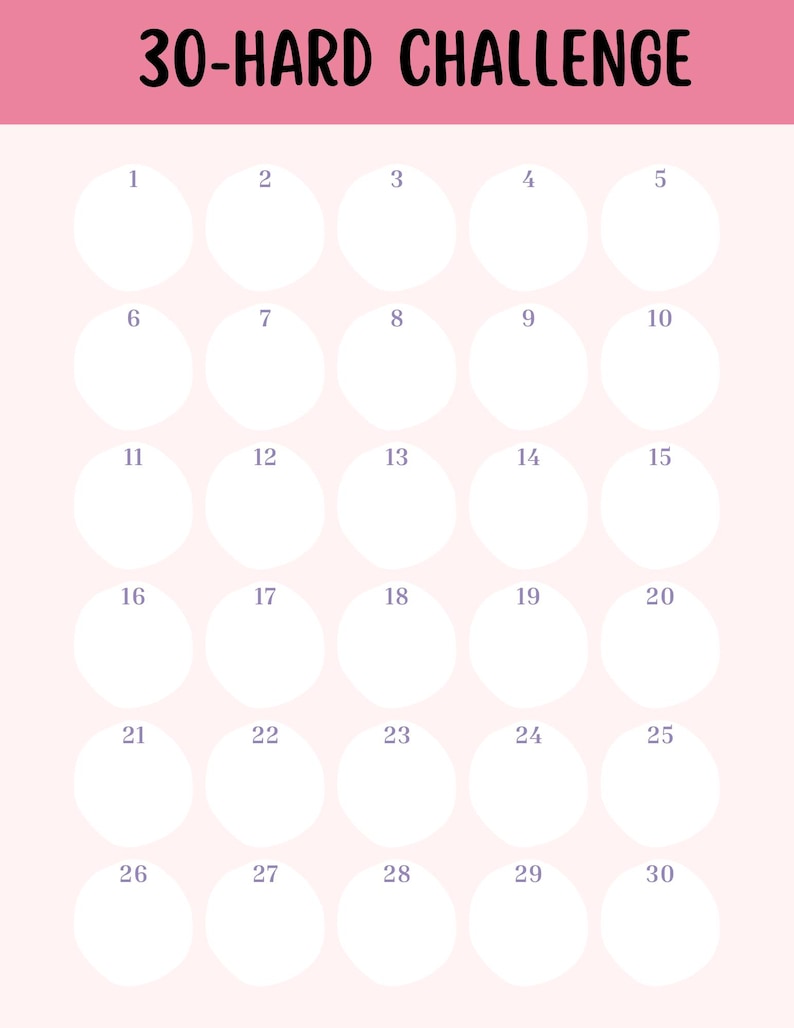 30-hard Challenge Template - Etsy