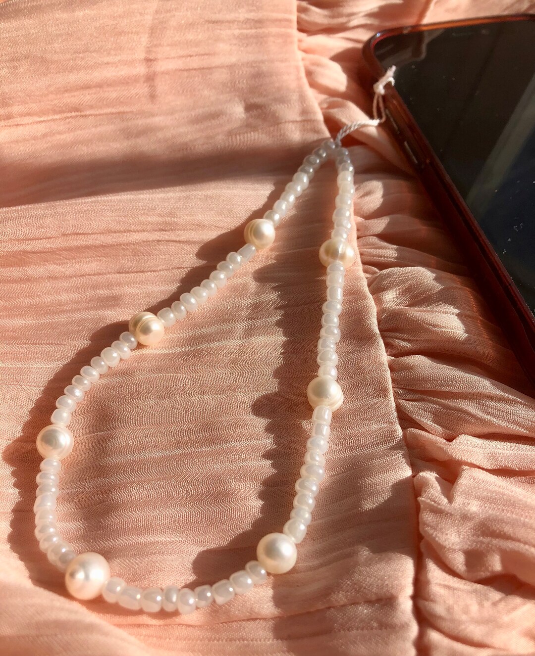 Precious Pearls Phone Charm | White Freshwater Pearl Cell Phone Strap ...