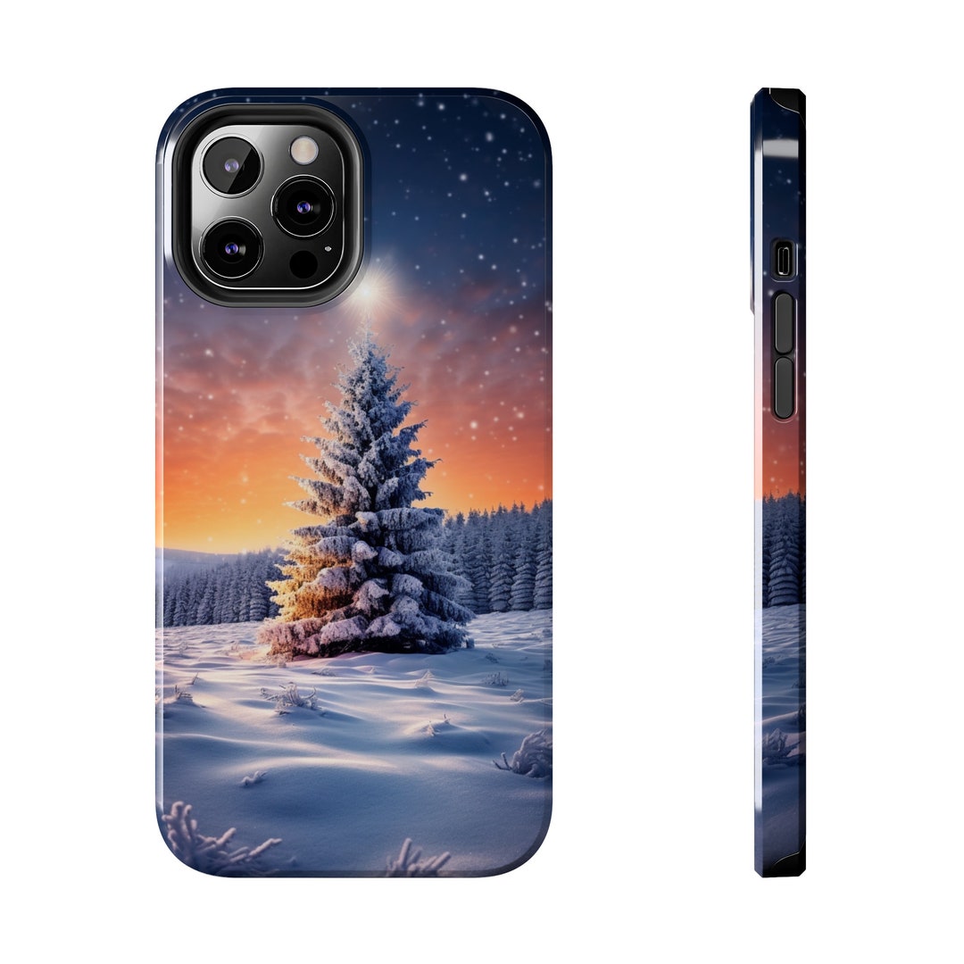 Christmas Winter iPhone Case, Xmas Tree Snow Scene, iPhone 14 Pro Max ...