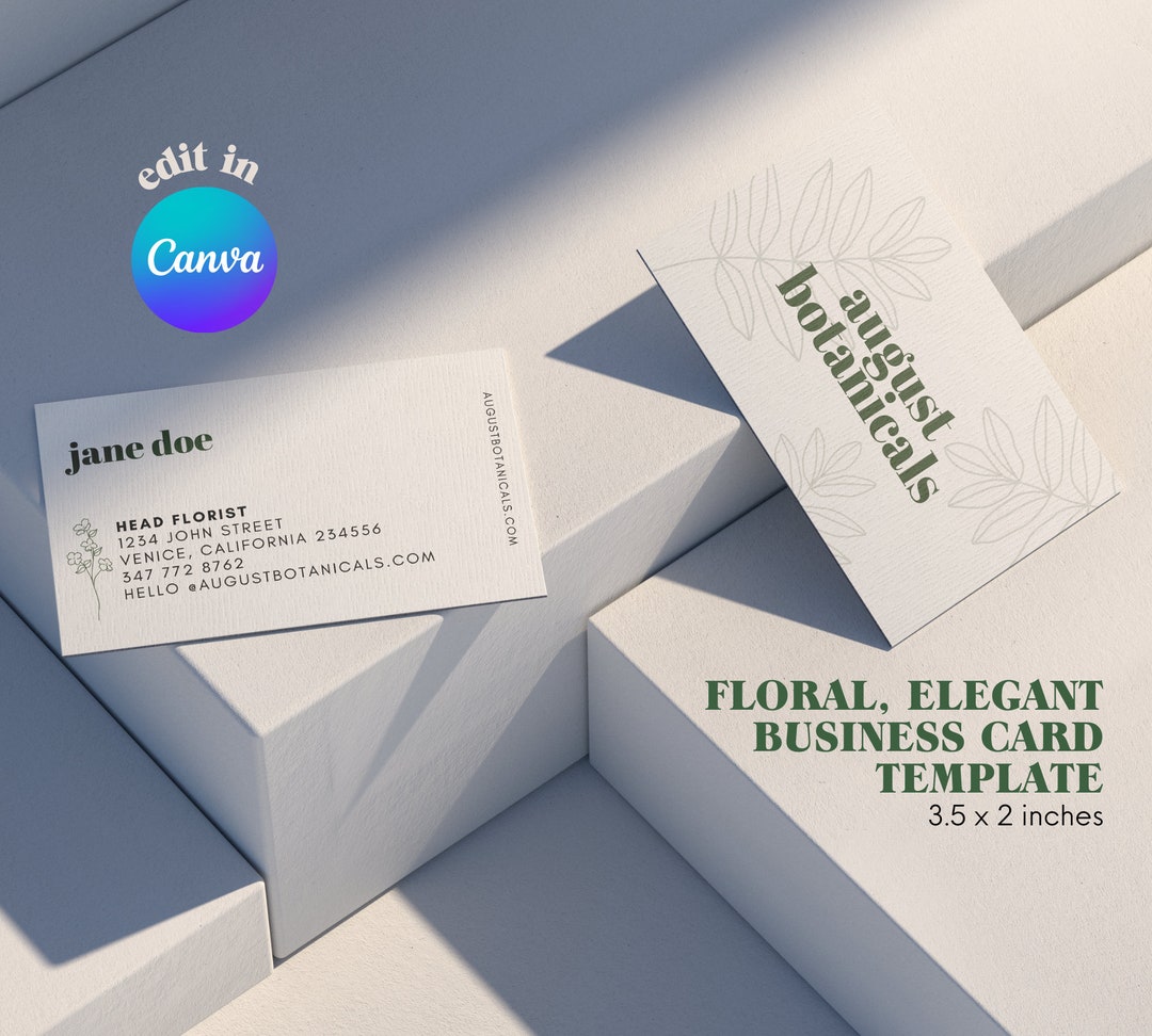 Botanical Business Card, Minimal Floral Business Card Templates ...