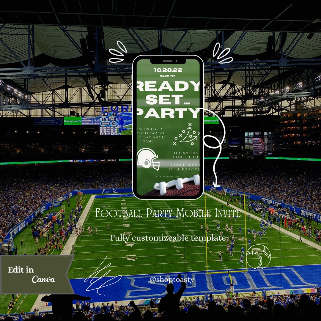 FOOTBALL VIEWING PARTY Mobile & Paper Invites!! Nfl | Superbowl ...