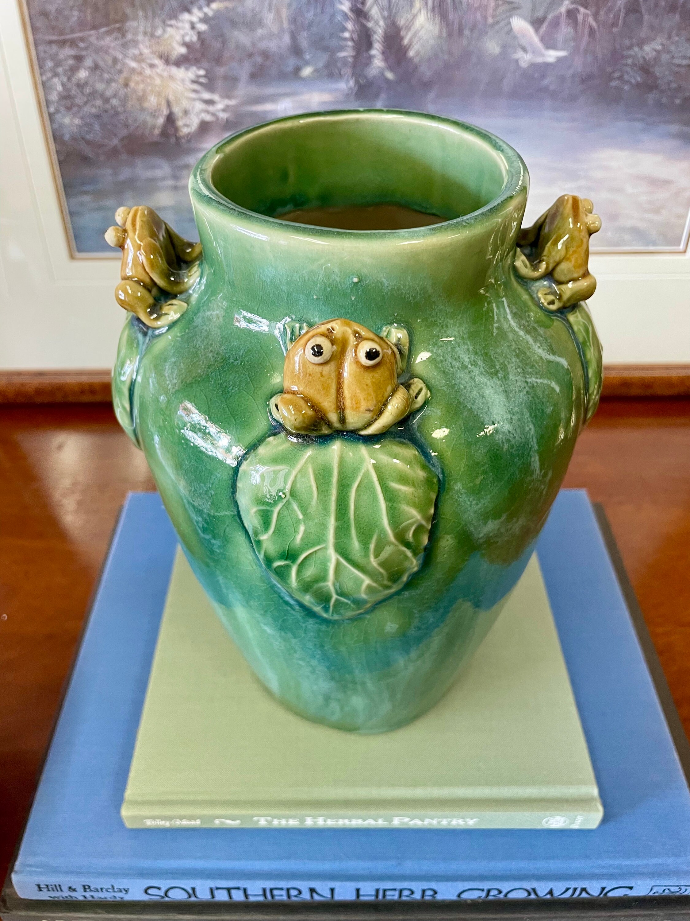 Vintage Majolica Drip-glaze Frog Vase - Etsy