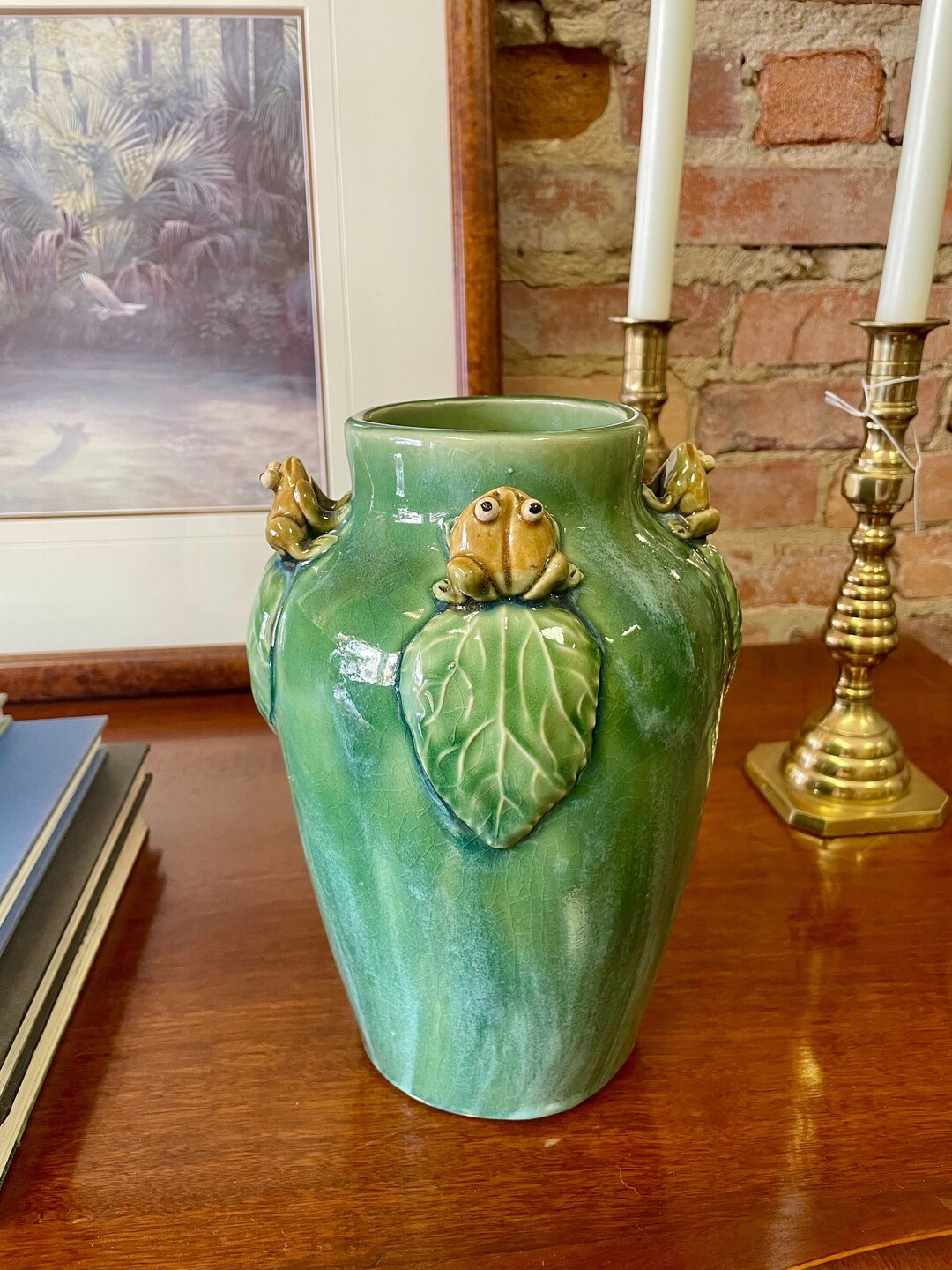 Vintage Majolica Drip-glaze Frog Vase - Etsy