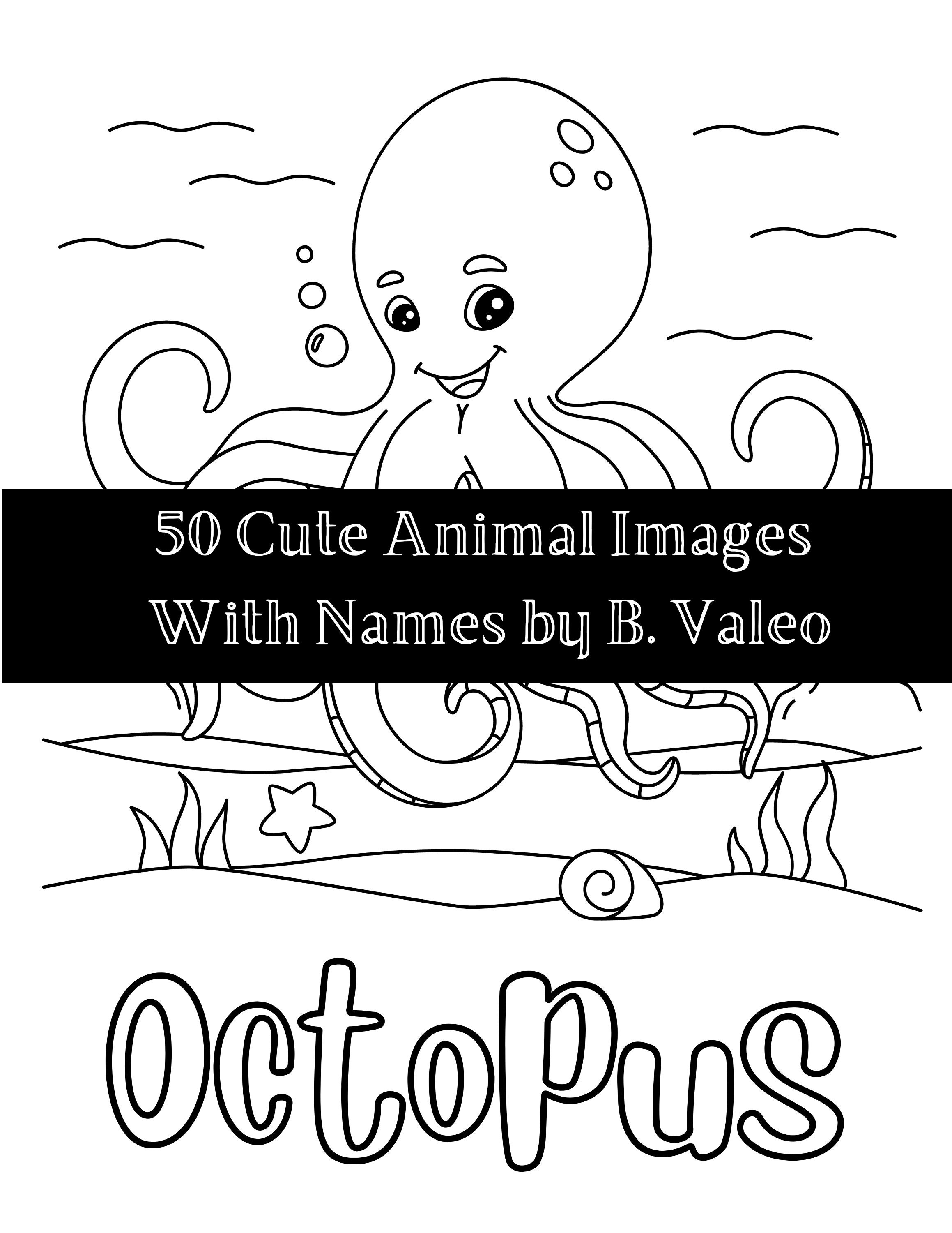 50 Pages Animal Coloring Book for Kids Digital Printable Download ...