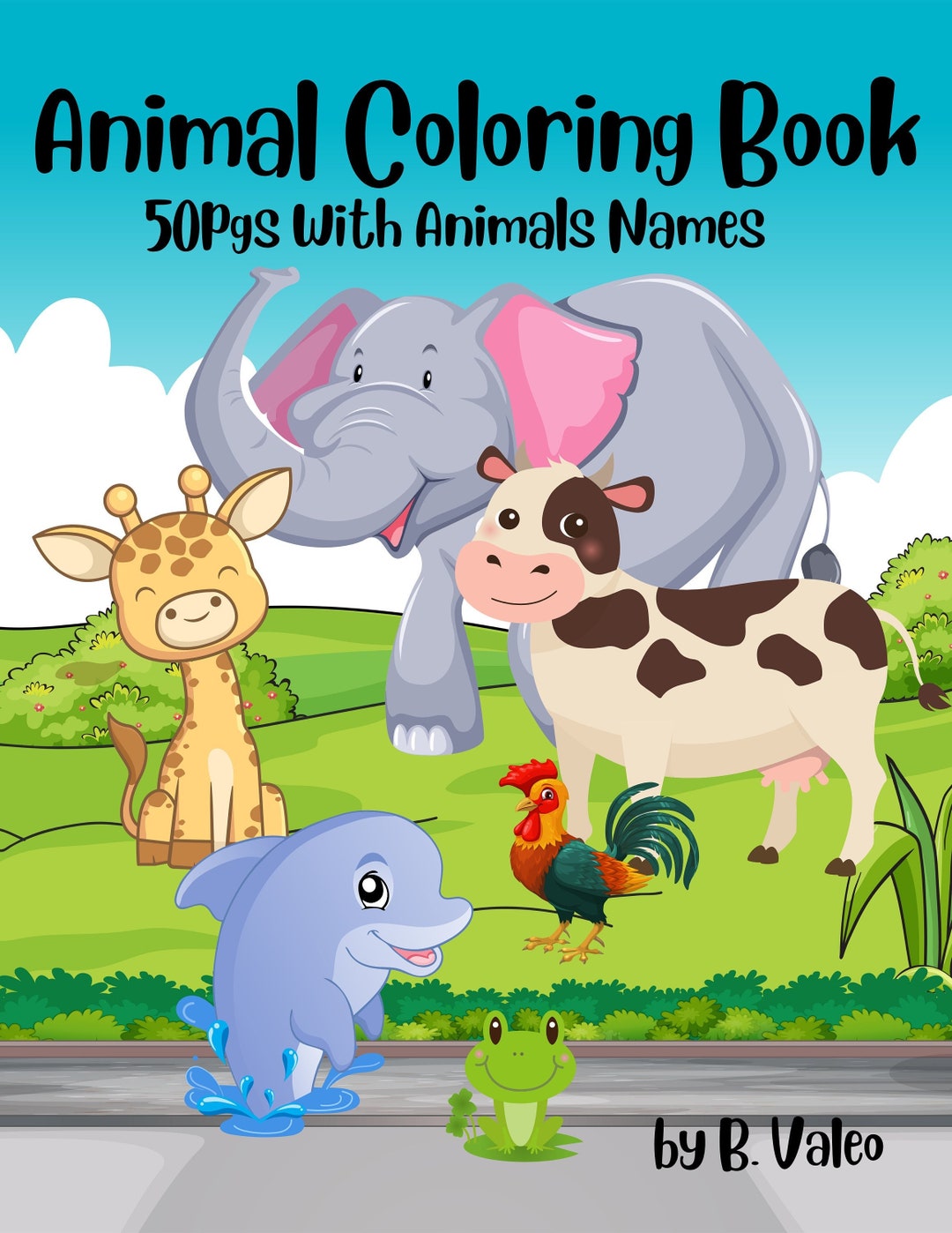 50 Pages Animal Coloring Book for Kids Digital Printable Download ...